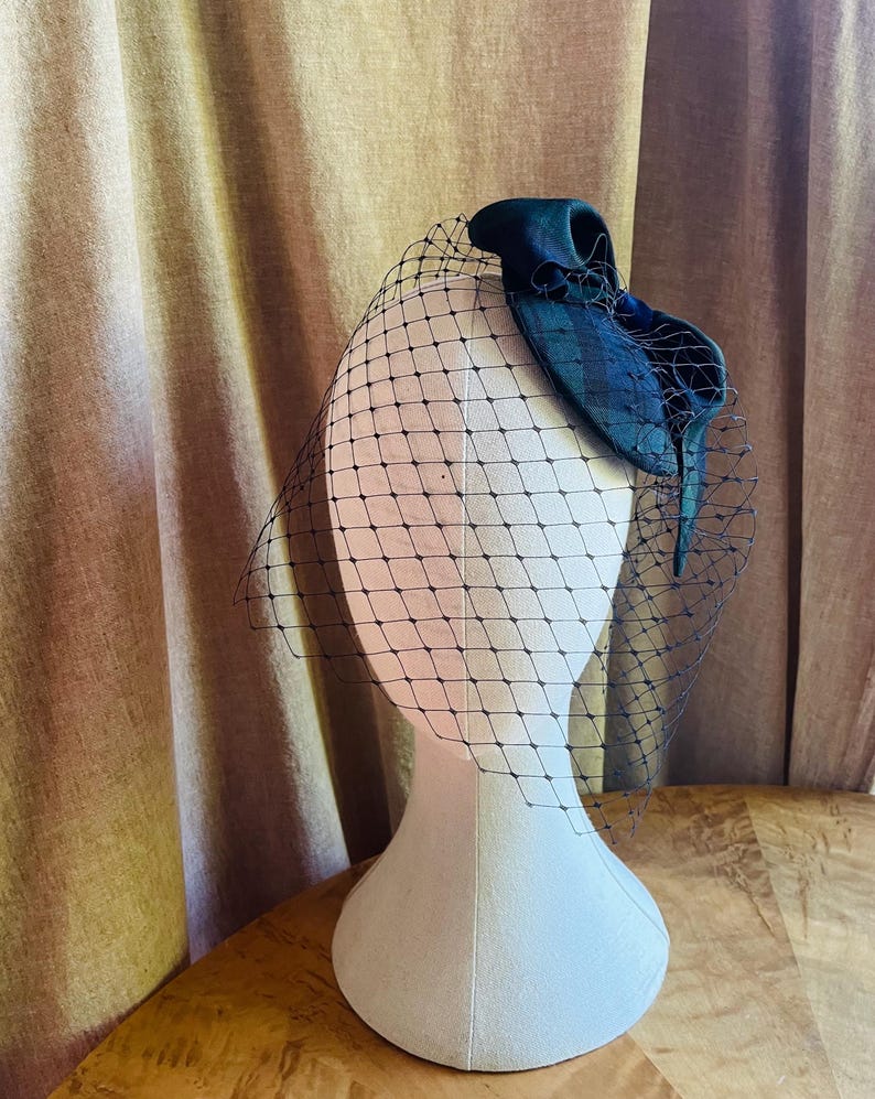 Tartan Fascinator. Pillbox Bow & Optional Veil. Scottish Wool Vintage ...