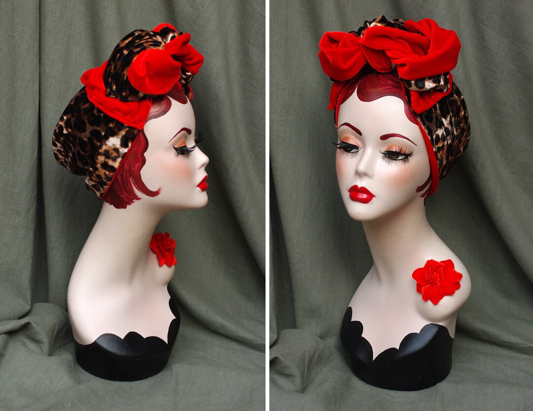 Großstadtkatze: LEO & MOHN ROT Samt Turban Haarband 30er 40er Vintage ...