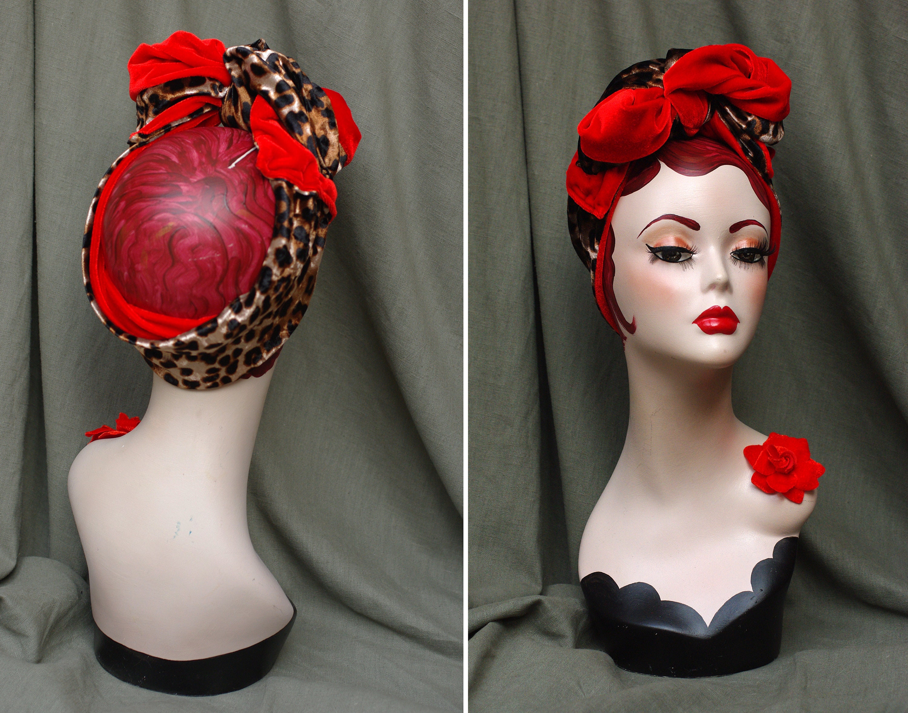 Großstadtkatze: LEO & MOHN ROT Samt Turban Haarband 30er 40er Vintage ...