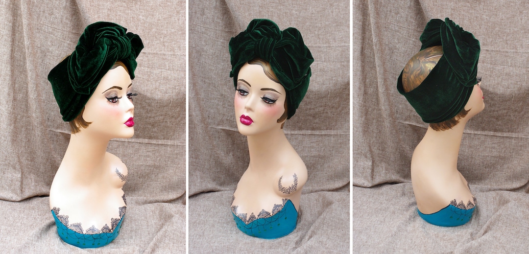 Urban Turban DIVA Deepgreen VELVET Headband Vintage Fifties Forties ...
