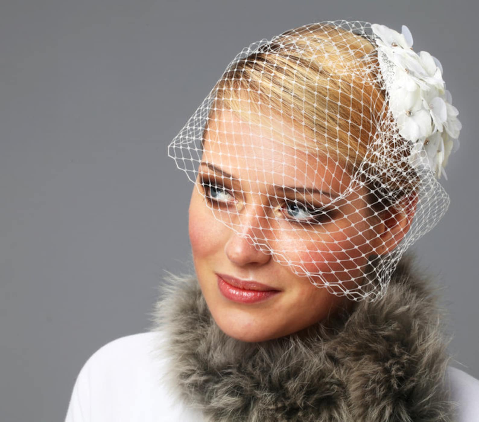 Hydrangea Bridal Veil Bird Cage Headpiece Fascinator Vintage - Etsy