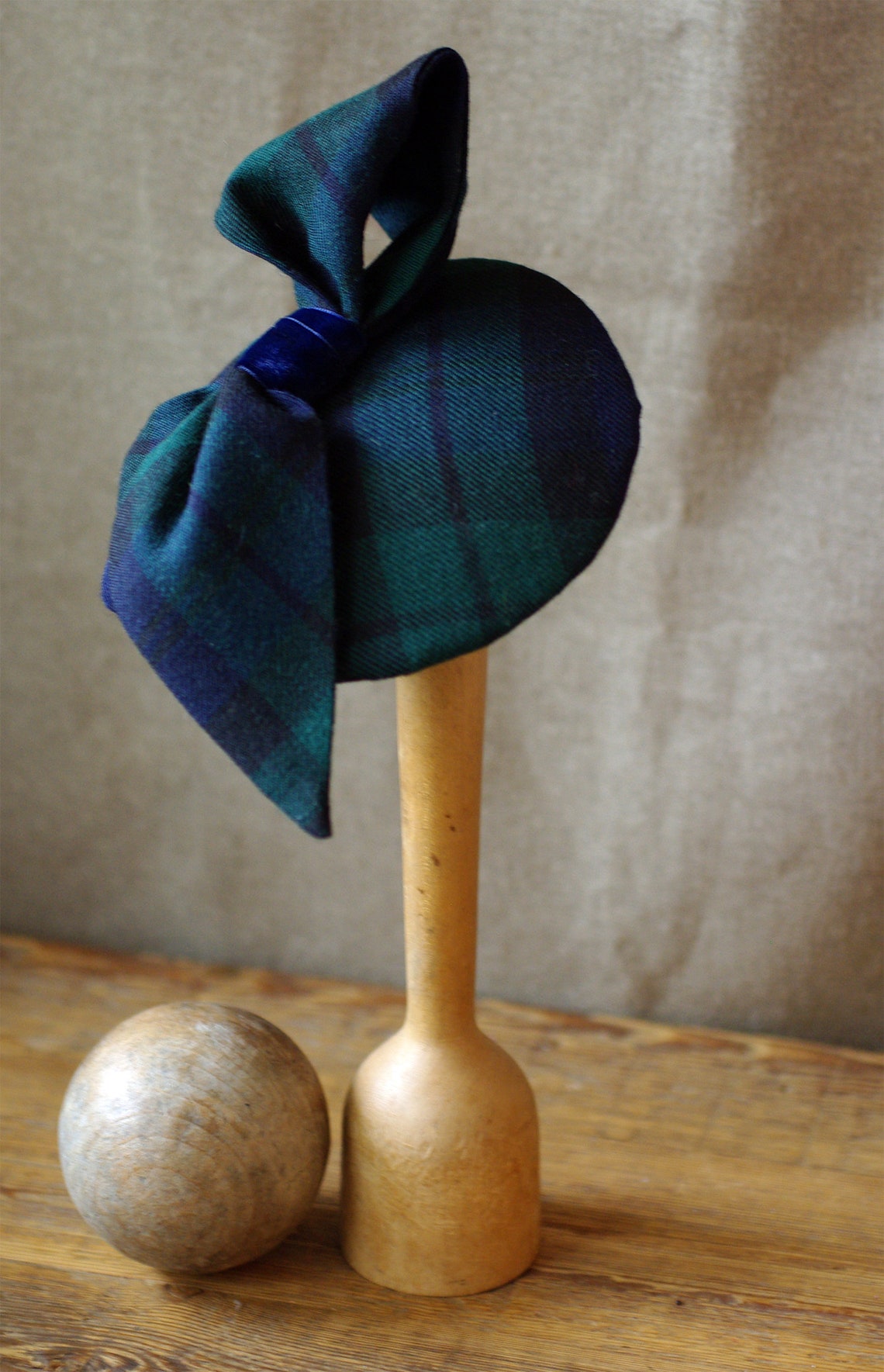 Tartan Fascinator. Pillbox Bow & Optional Veil. Scottish Wool Vintage ...