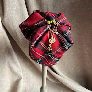 RED TARTAN Classic Plaid Checked Headband // Scottish Half Hat ...