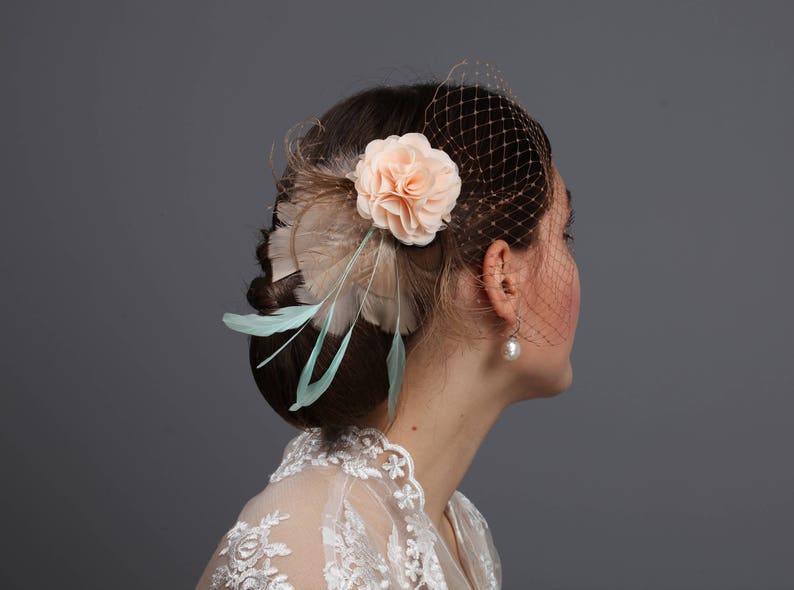 Blush & Cream Fascinator Headpiece Peachy Millinery Bridal | Etsy