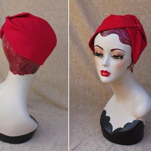 CHERRY RED Half Hat Pure Linen Summer // Headpiece Vintage 30s 20s Art ...
