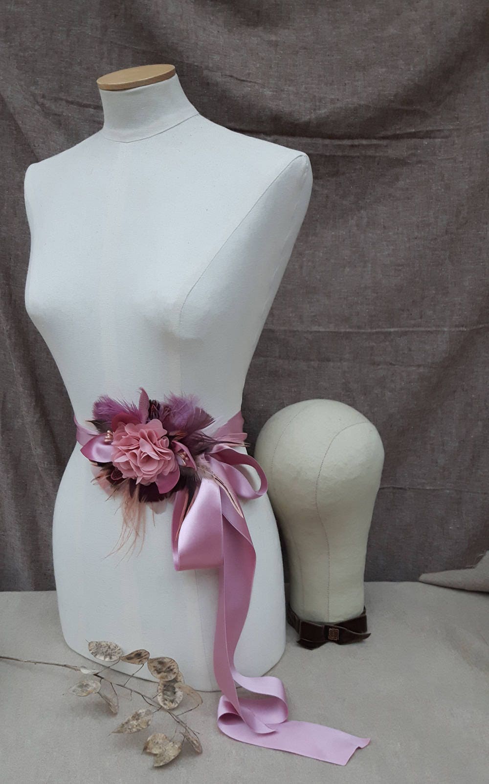 Bridal Sash Wedding Dusky Pink Pastel Belt Flower Sash Vintage - Etsy UK
