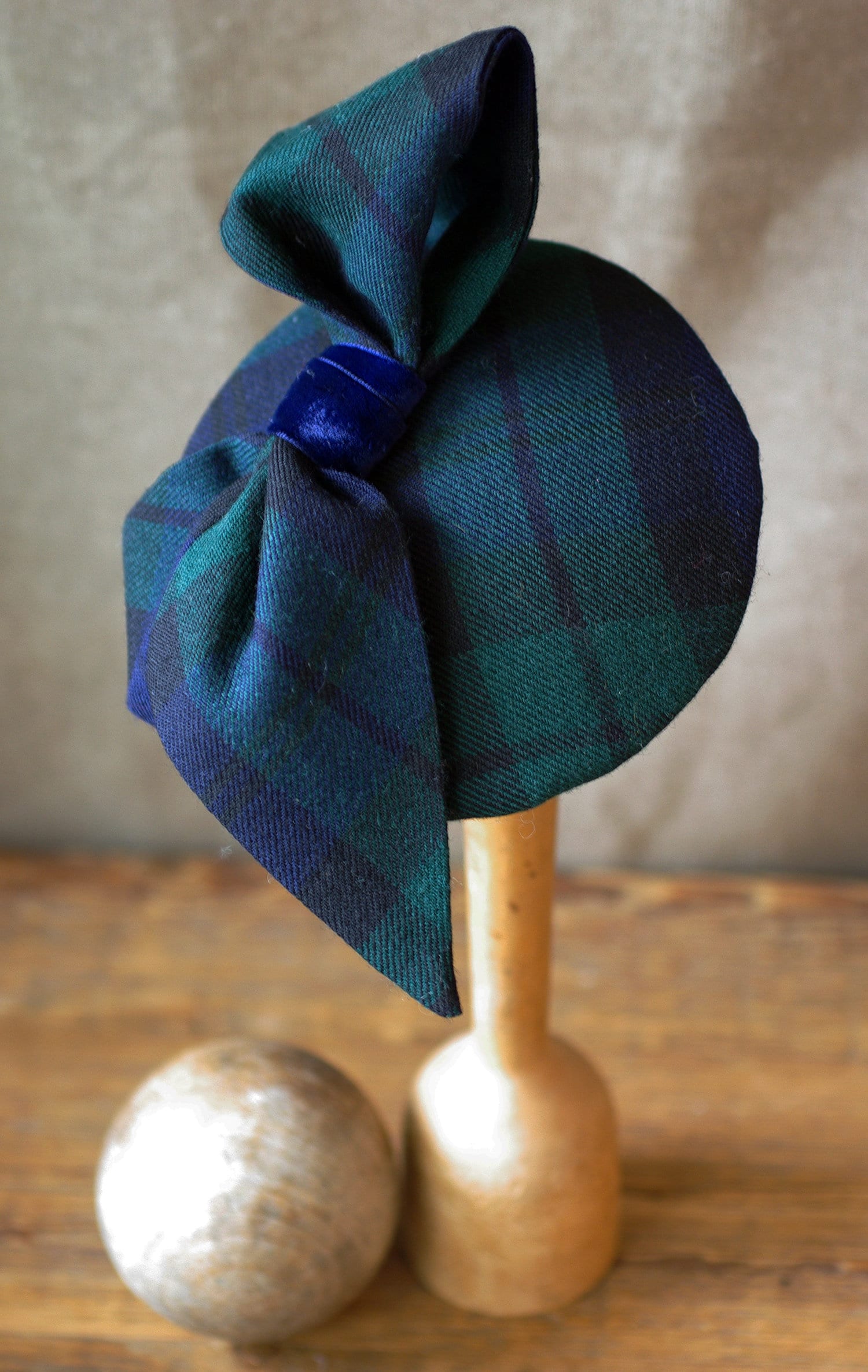 Tartan Fascinator. Pillbox Bow & Optional Veil. Scottish Wool Vintage ...