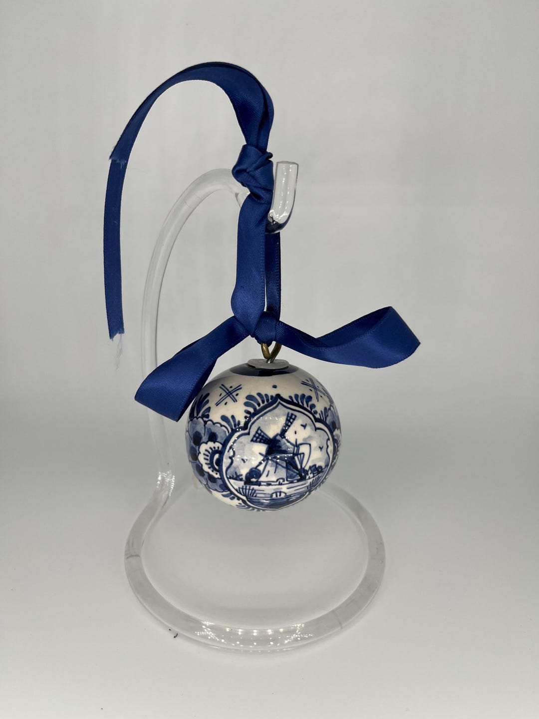 Vintage Delft Christmas Bauble Ball Tree Ormament Hand Painted Windmill ...