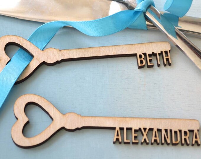 Personalised Key Favour Name Wedding Favour Custom Place Setting Name ...