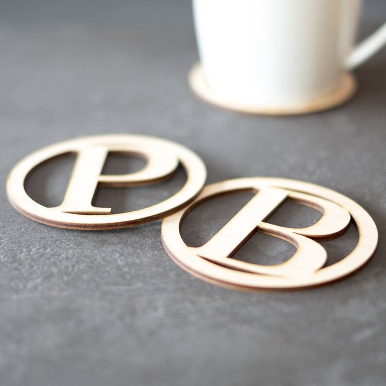 Personalised Initial Wooden Letter Coasters Coaster Stocking | Etsy UK