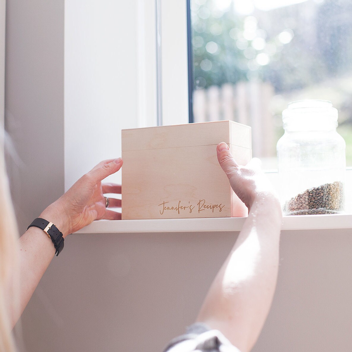 Personalised Modern Wooden Recipe Box 5th Wedding | Etsy