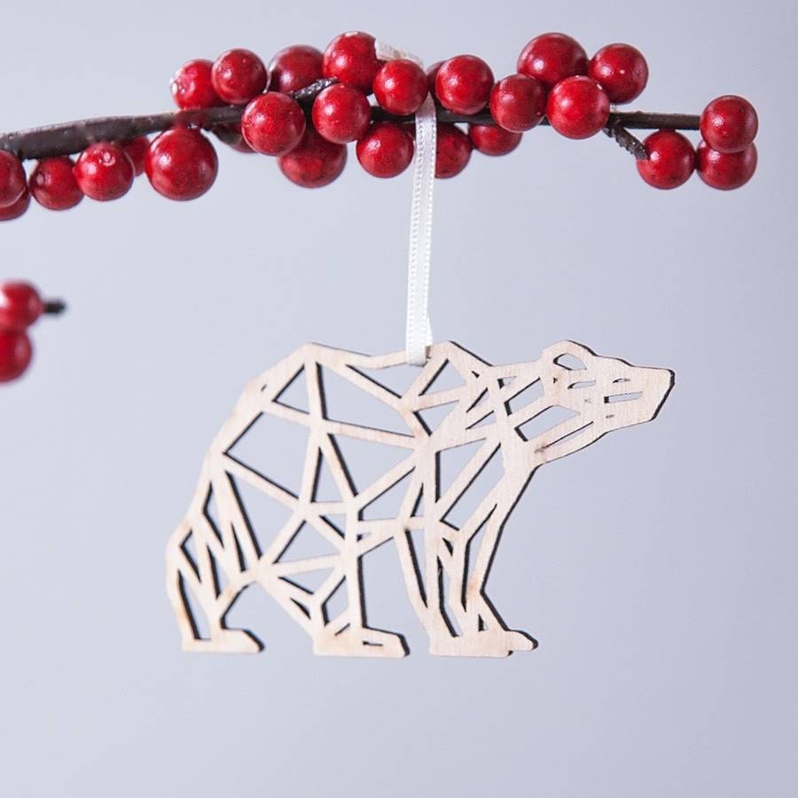 Geometric Bear Christmas Decoration Polar Bear Christmas - Etsy
