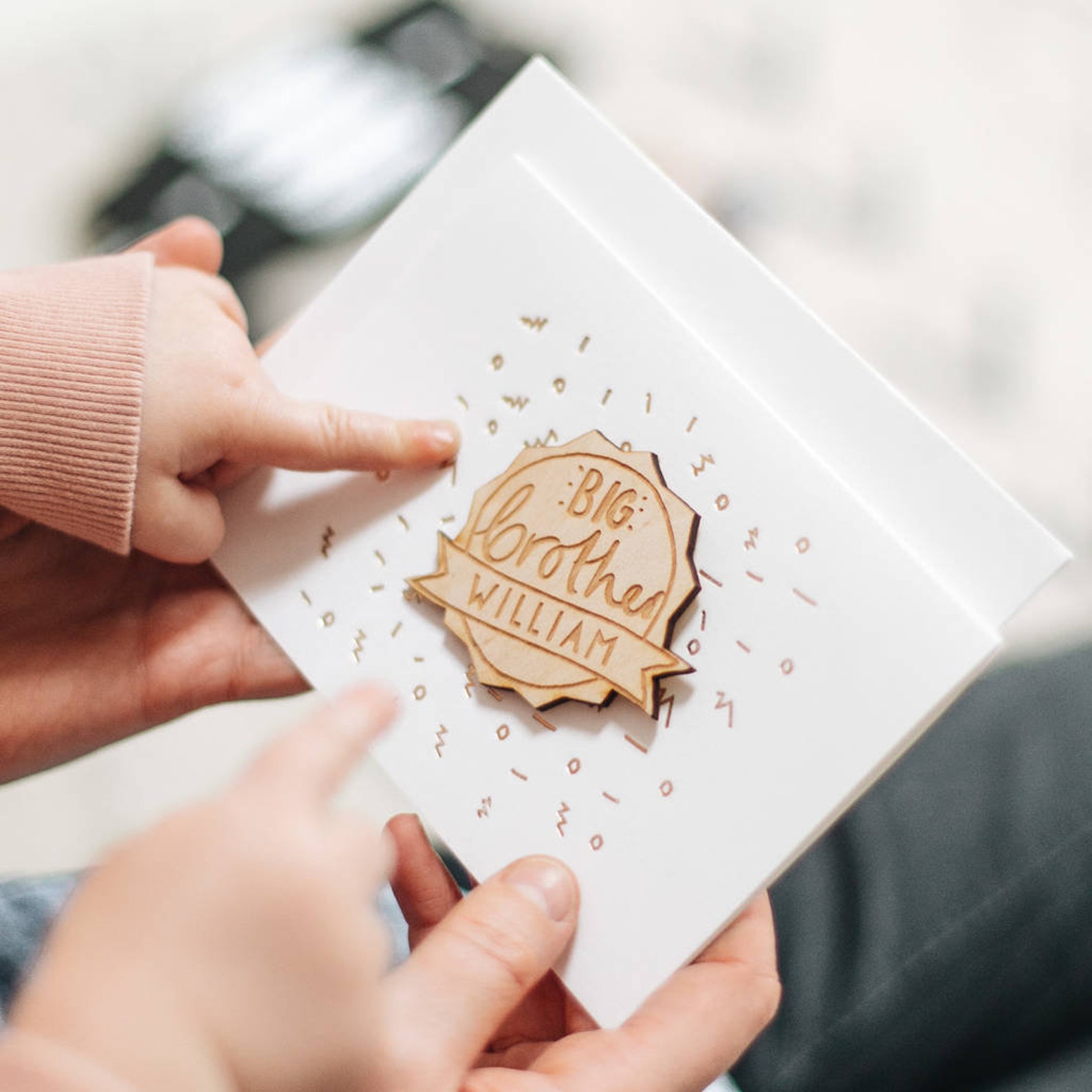 Personalised Wooden Big Brother Badge Card Baby Announcement - Etsy