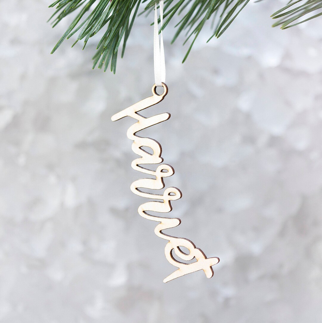 Personalised Modern Name Decoration Name Bauble Wooden - Etsy UK