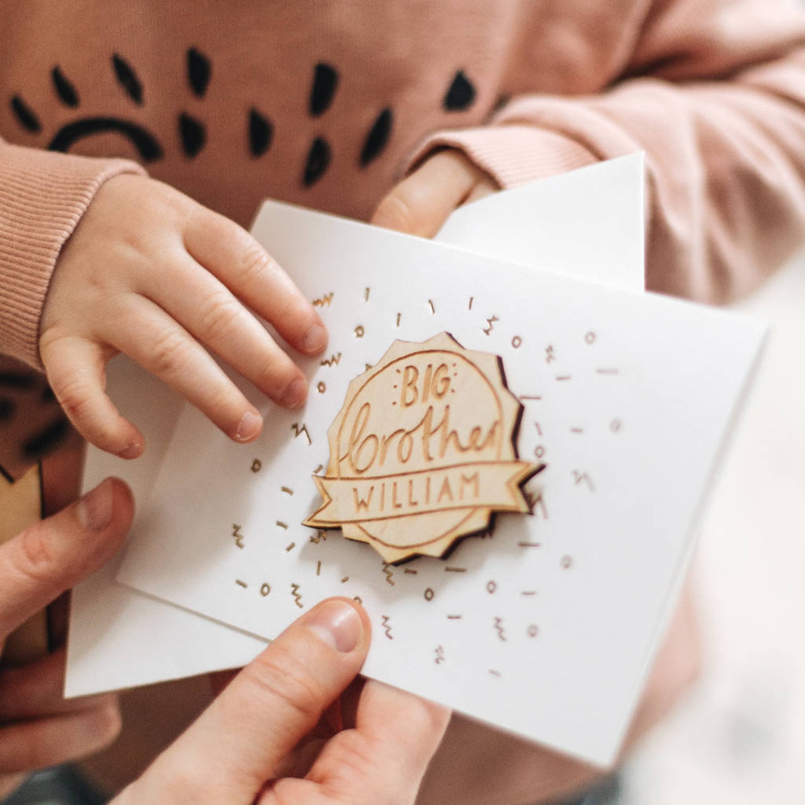 Personalised Wooden Big Brother Badge Card Baby Announcement - Etsy