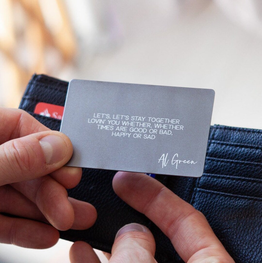 Personalised Song Lyrics Wallet Card Gift for Her 10th Anniversary Gift ...