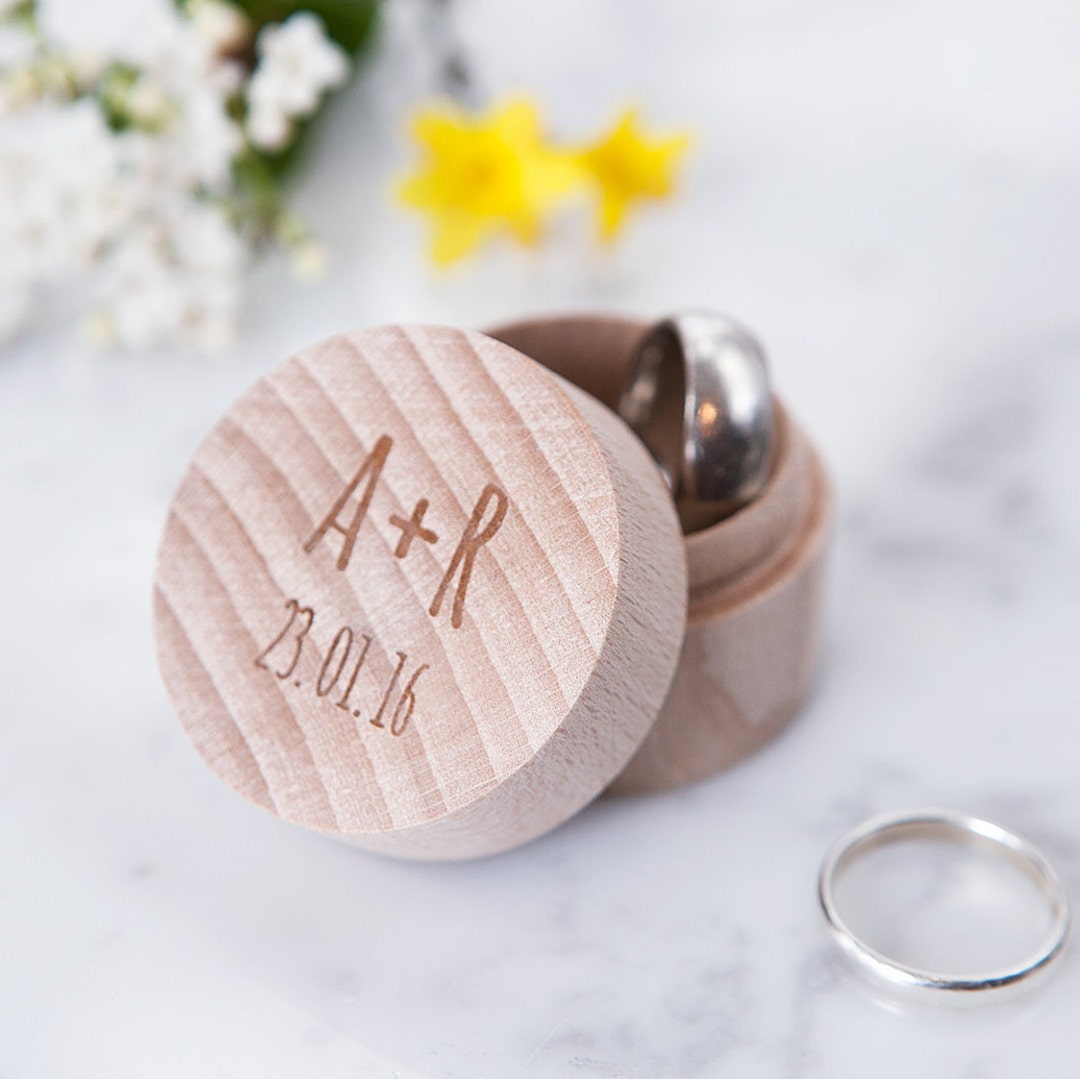 Personalised Wedding Initial Wooden Ring Box Ring Bearer Box Engagement ...