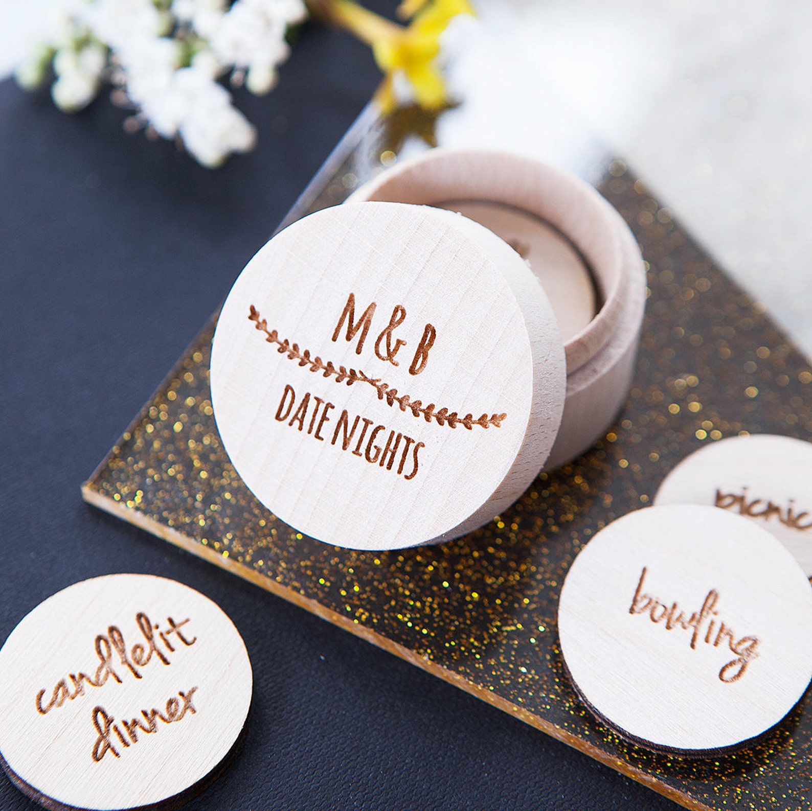 Custom Wooden Date Night Tokens Box Date Night Ideas Box - Etsy