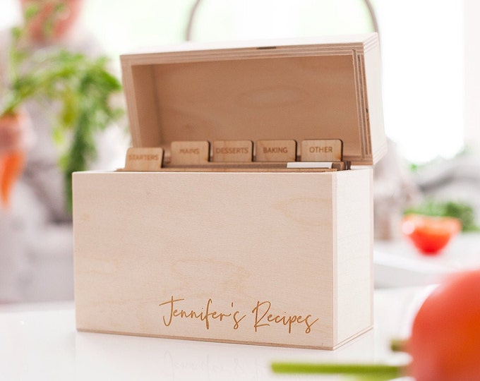 Personalised Modern Wooden Recipe Box Home Decore 5th Wedding ...