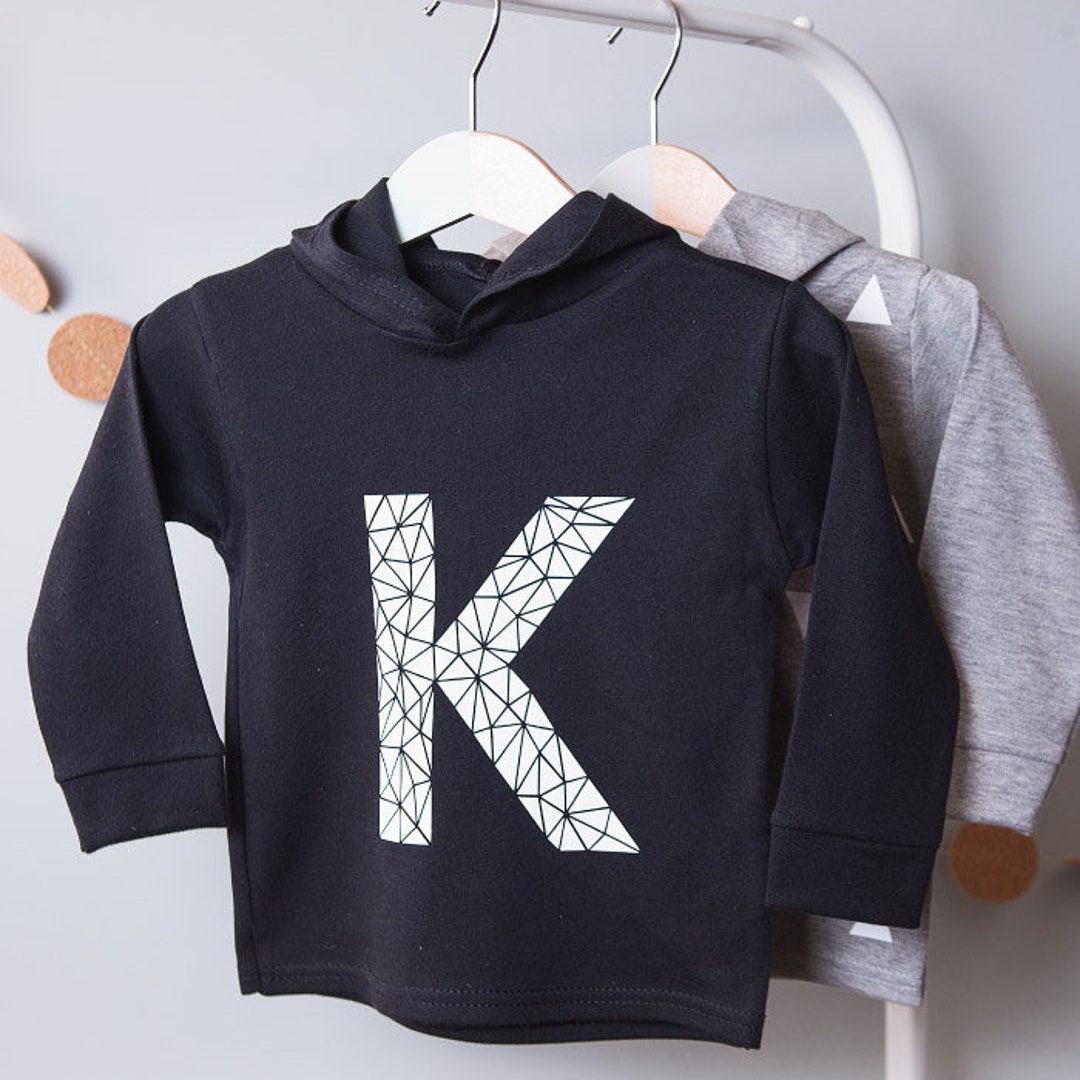 Personalised Geometric Initial Children's Hoodie Trendy - Etsy UK