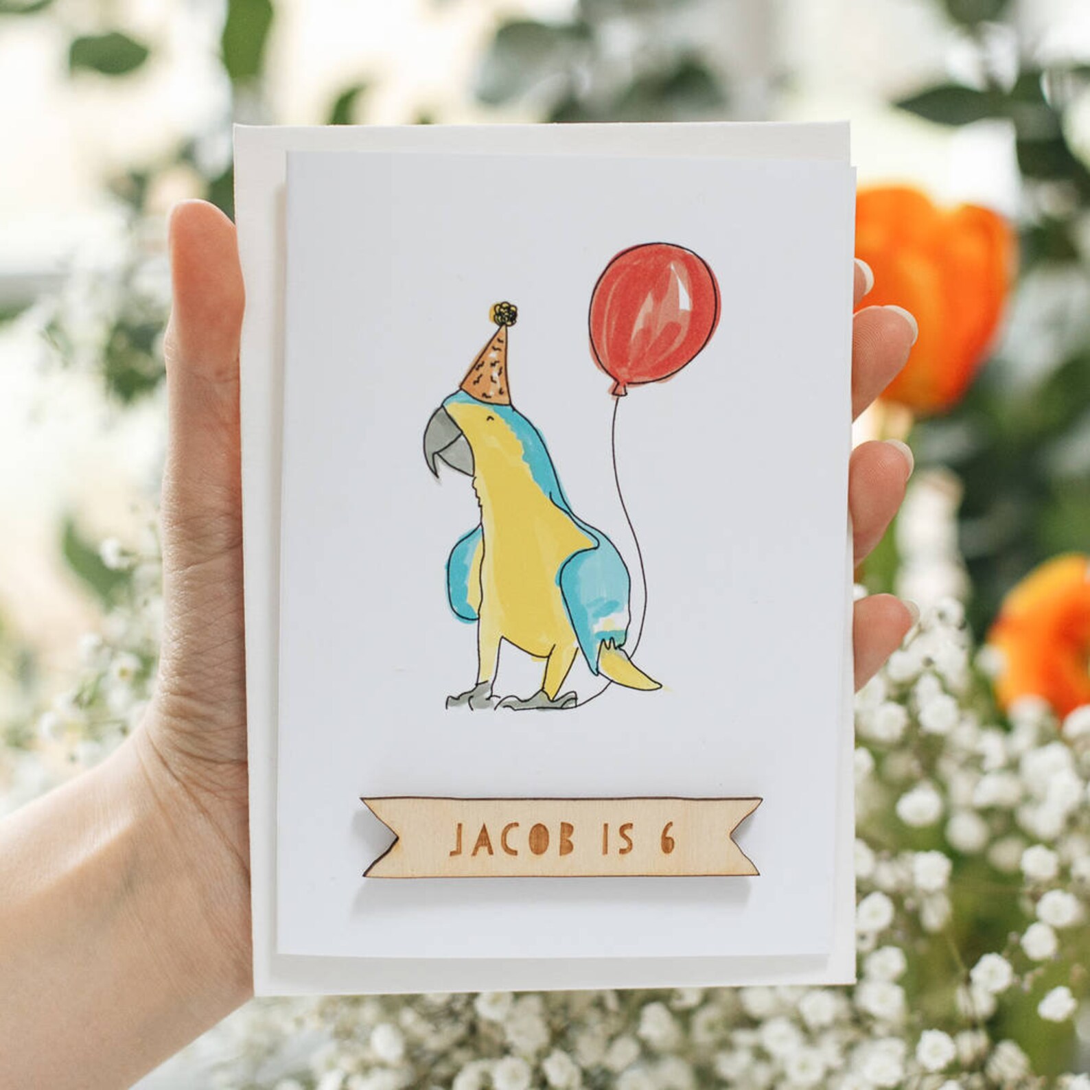 Personalised Parrot Illustrated Birthday Card Happy Birthday - Etsy