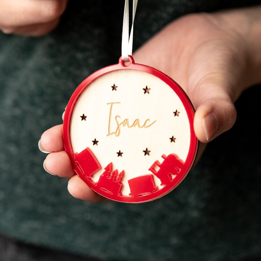 Personalised Christmas Train Bauble Decoration Name Bauble First ...