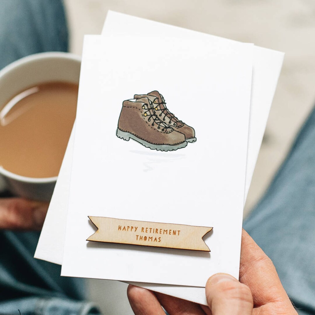 Personalised Walking Boots Retirement Card Happy Retirement - Etsy