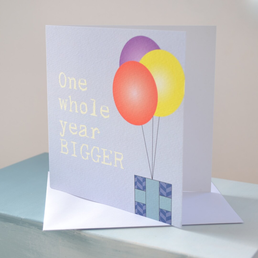 One Whole Year Bigger Birthday Card seconds First Birthday - Etsy