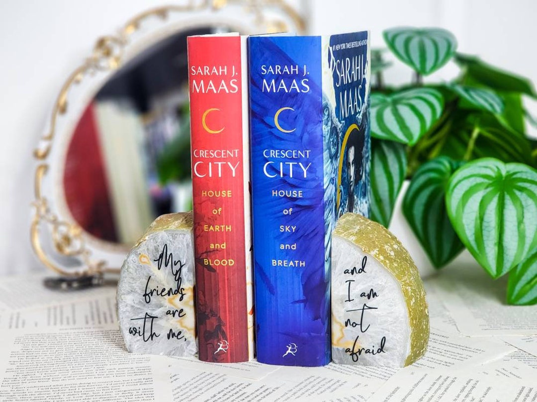 Crescent City Bookends- Sarah J Maas Agate Slice Book End - Book Quote ...