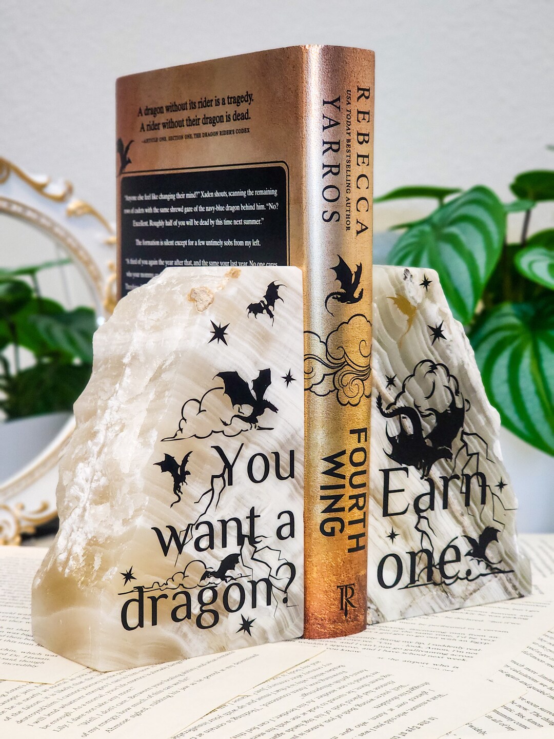 Fourth Wing Onyx Bookends You Want a Dragon Earn One Rebecca Yarros ...