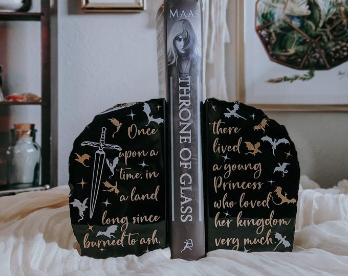 Pre- Order - Obsidian Throne of Glass Bookends - Book Quote Bookends ...