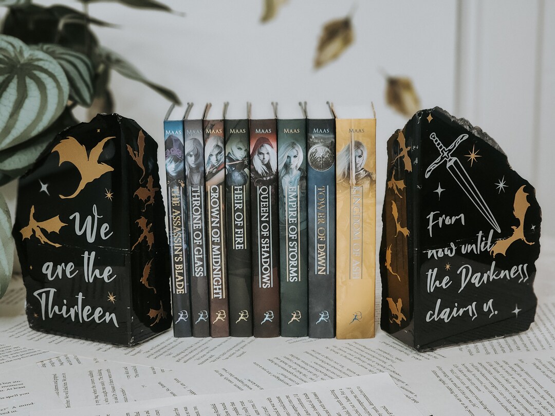 Pre- Order - Obsidian Bookends - Book Quote Bookends - Throne of Glass ...