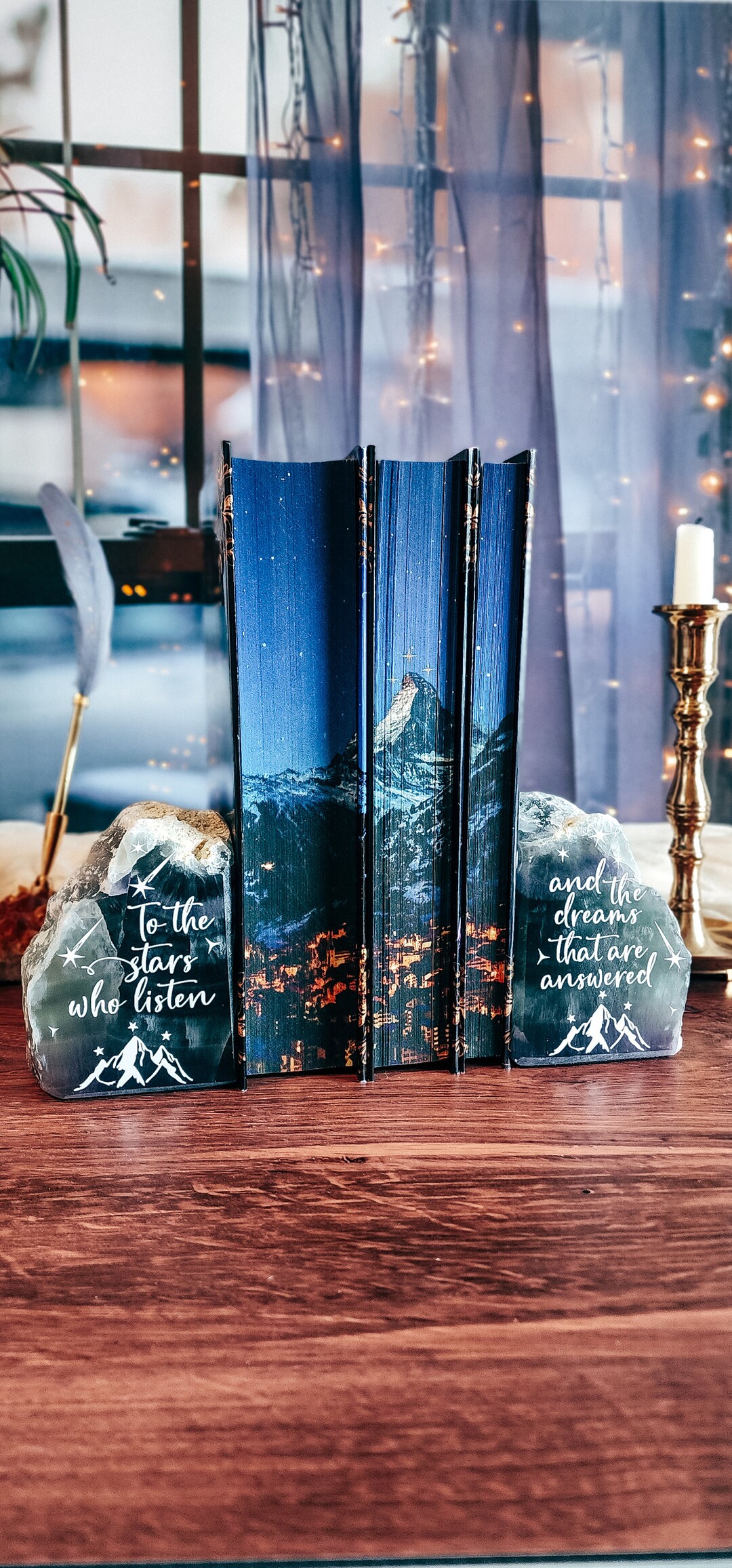 Fluorite "the Stars Who Listen" Stone Bookends - Sarah J Maas Quote ...