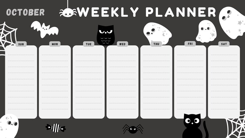 Halloween Themed Weekly Schedule - Etsy