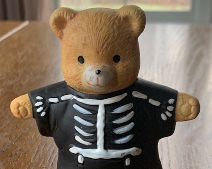 Vintage Skeleton Teddy Bear, Halloween Collectible, Ceramic Bear ...