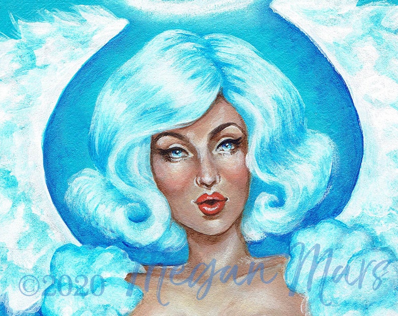 Original Painting blue Angel Angel Pin up - Etsy