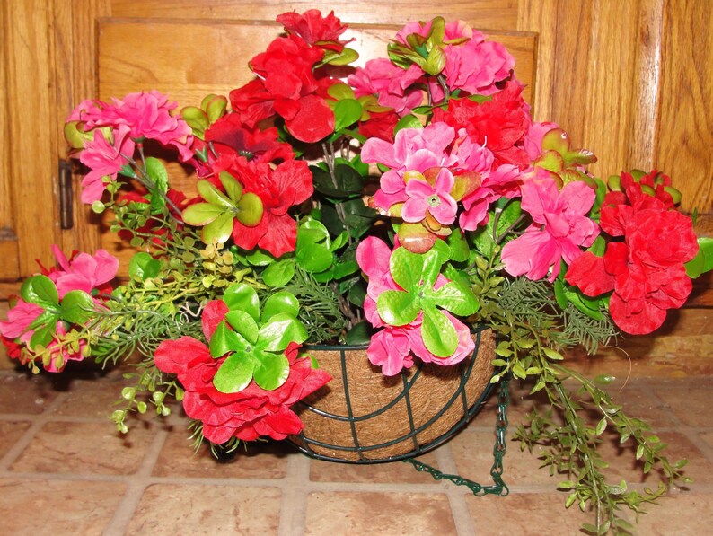 Christmas Valentines Day Pink and Red Silk Azaleas Hanging - Etsy