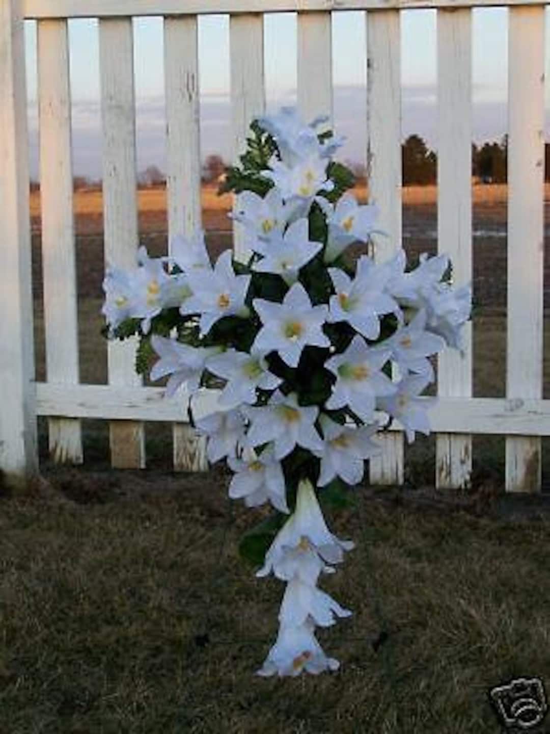 Cemetery Grave Memorial 30" X 19" Easter Lily Cross to Put on Your ...