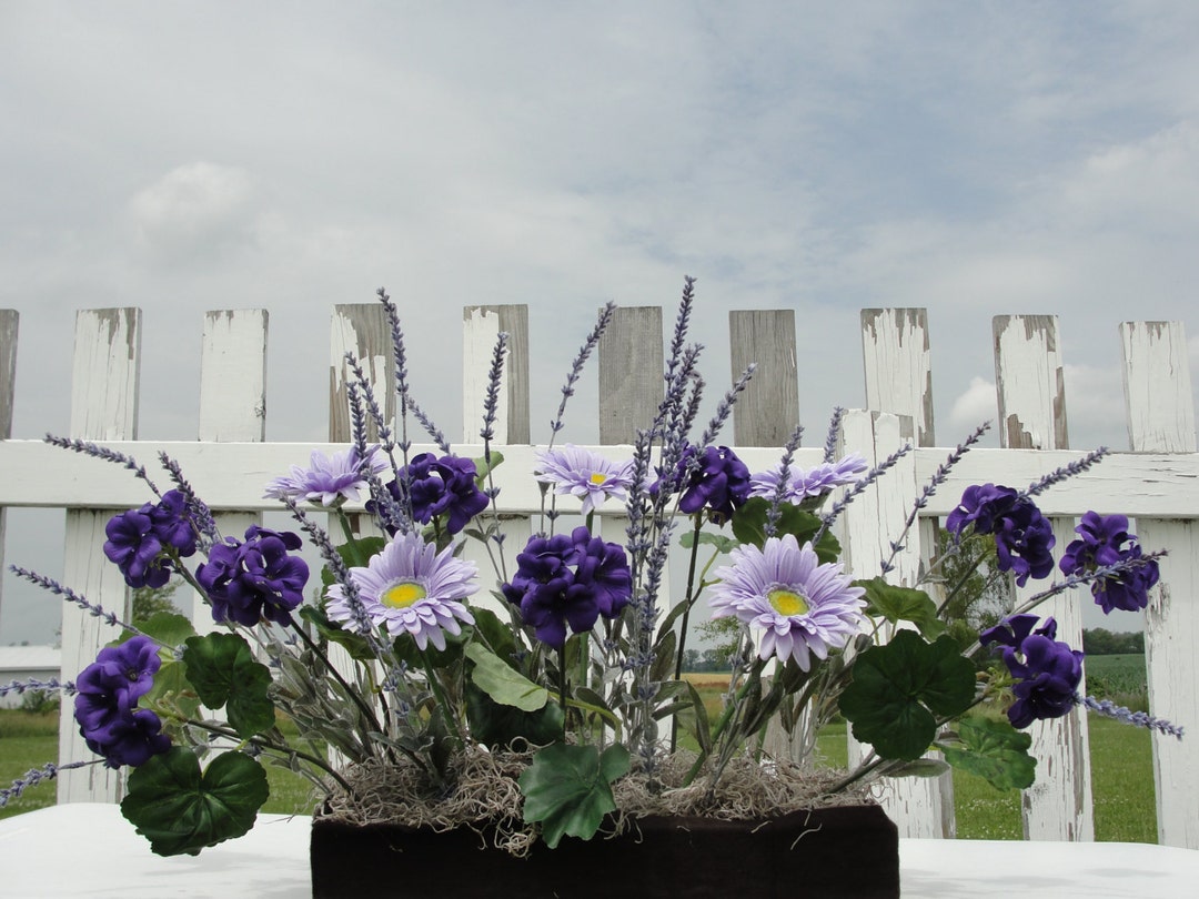 Purple Lavender Silk Flowers Window Box Arrangements Summer Porch ...