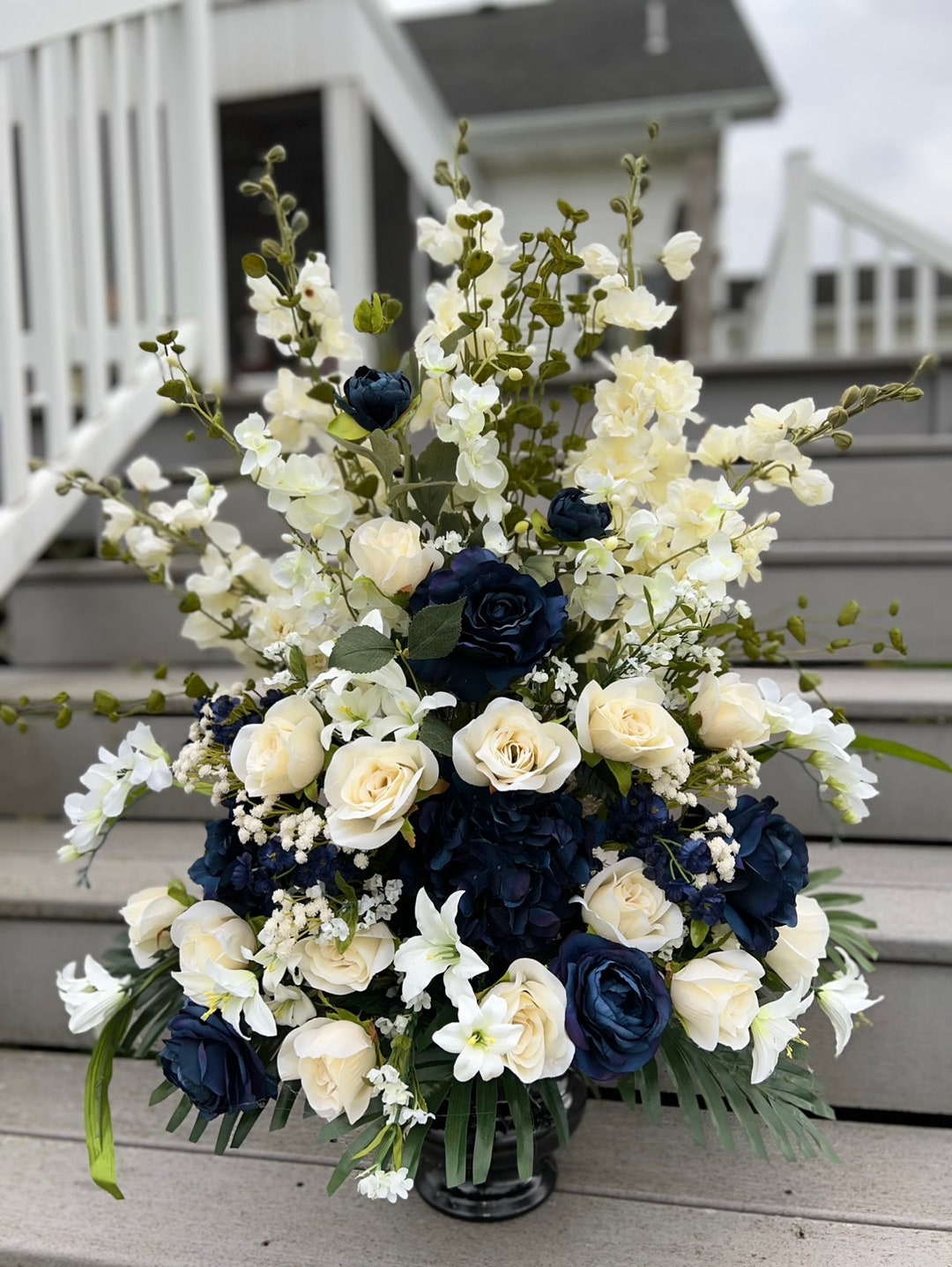 Navy Blue Altar Silk Flowers Weddings Recitals Galas Reception Pageant ...