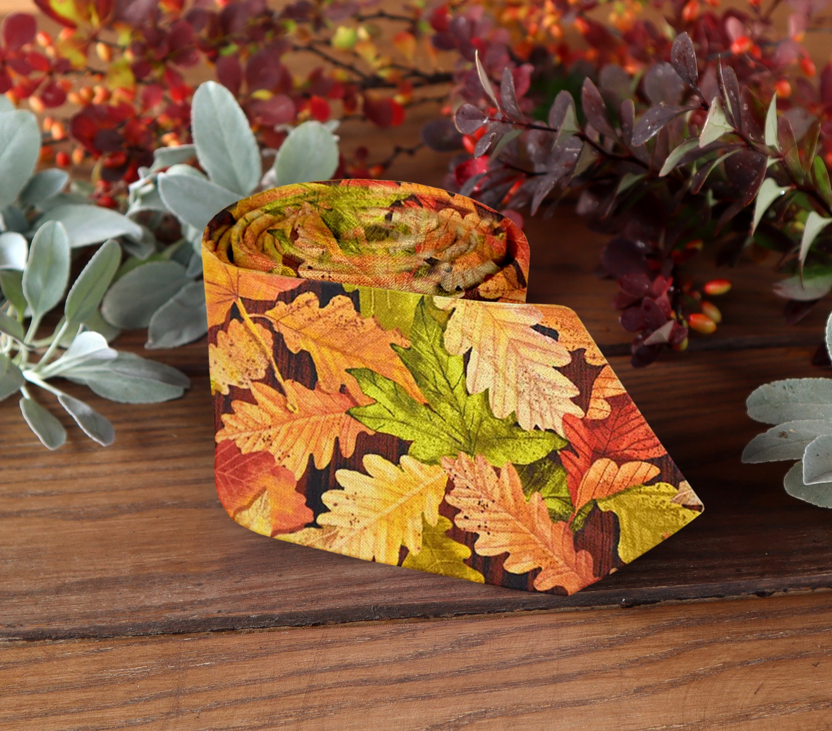 OAK LEAVES Tie Fall leaves Mens Necktie Orange Fall Weddings | Etsy