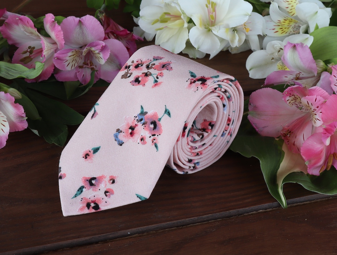 PEARL PINK Floral Tie Floral Light Pink Ties Groom Pale Pink Flowers ...