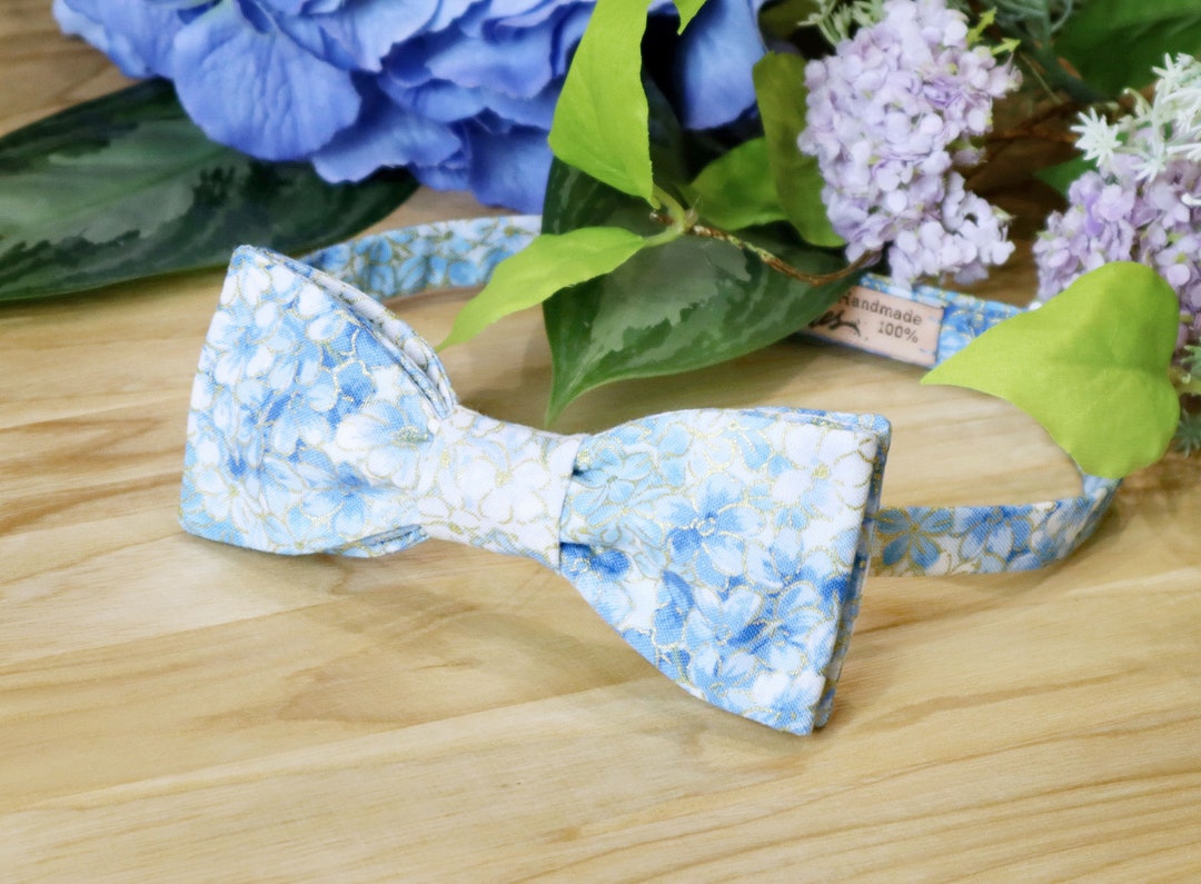Bow Tie Floral Blue Hydrangea Men's Skinny Tie Medium Blue Wedding ...