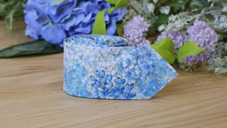 Tie Floral Blue Hydrangea Men's Skinny Tie Medium Blue - Etsy