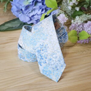 Tie Floral Blue Hydrangea Men's Skinny Tie Medium Blue Wedding Metallic ...