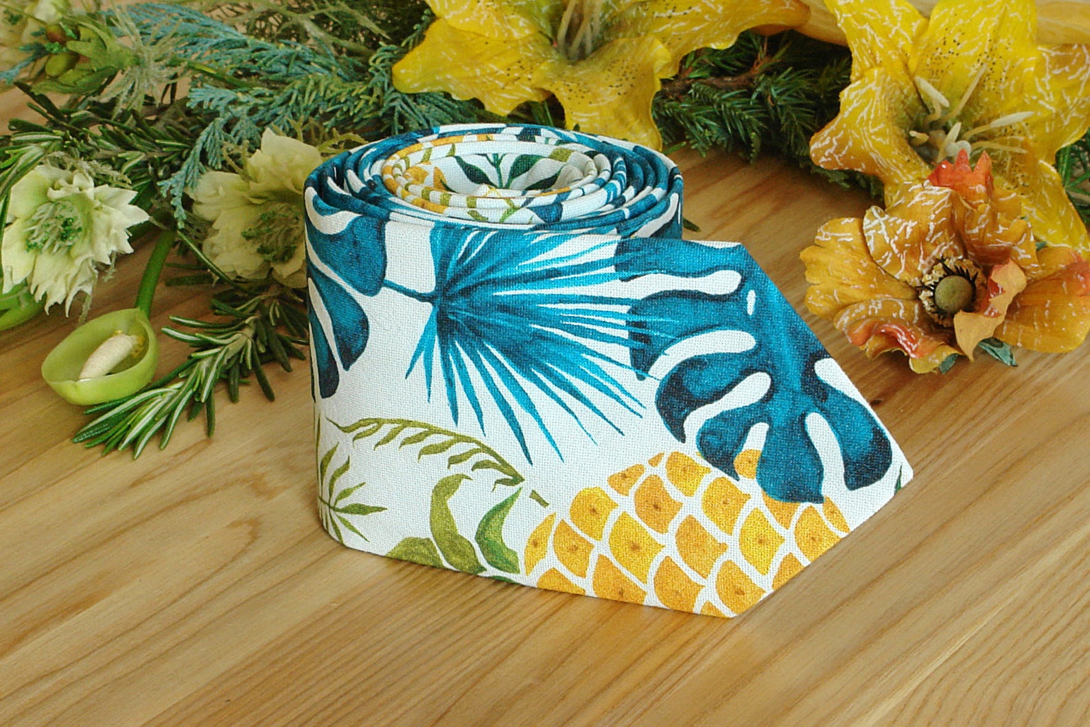 Tropical Necktie BARBADOS Wedding Jungle Tie Floral Tropical Beaches ...