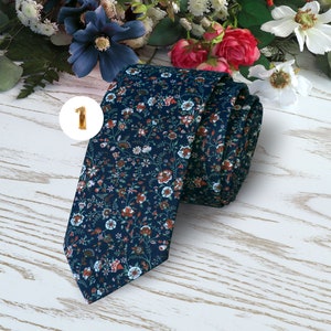 Floral BLUE Colors Wedding Ties: Navy Blue Floral Tie, Marine Floral ...