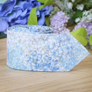 Tie Floral Blue Hydrangea Men's Skinny Tie Medium Blue Wedding Metallic ...