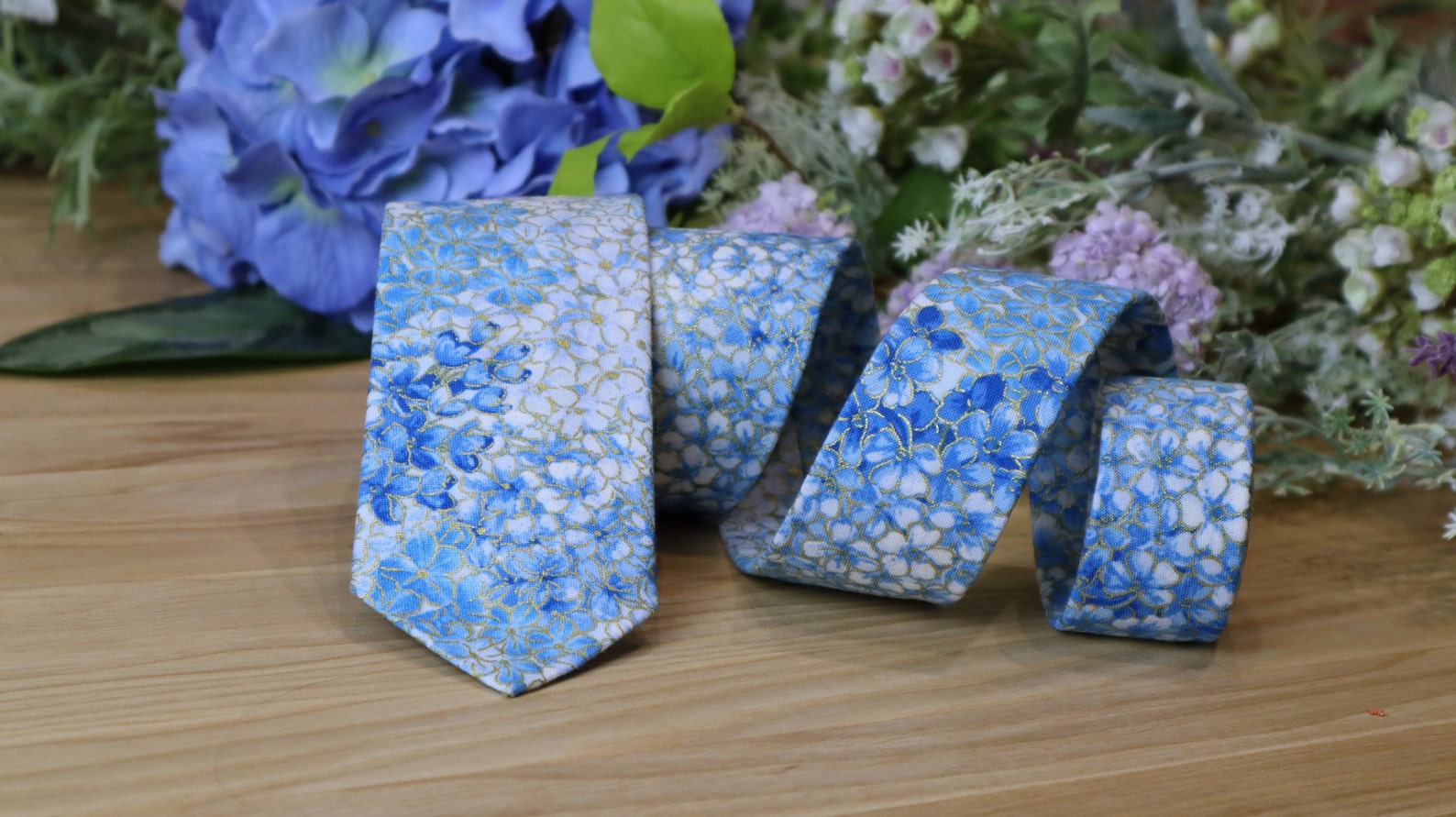 Tie Floral Blue Hydrangea Men's Skinny Tie Medium Blue - Etsy