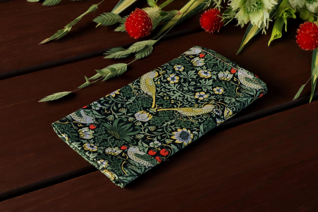 Liberty Pocket Square - Dark Green Strawberry Thief Bird Wedding ...
